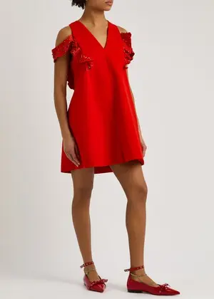Stine Goya Ruffled Crystal-embellished Crepe Mini Dress