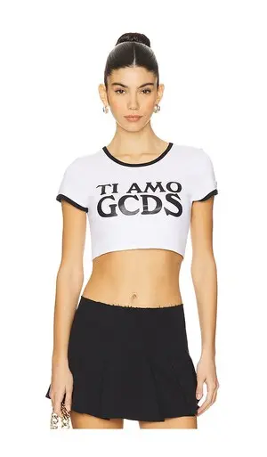 Gcds Ti Amo Crop T-shirt - Optic White