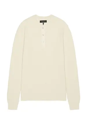 Rag & Bone Washed Dexter Henley In Cream - Ivory