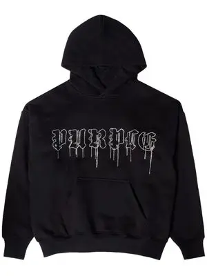 PURPLE BRAND Crystal Gothic Drip Hoodie - Black