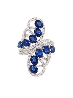 HYT JEWELRY 18k White Gold Sapphire And Diamond Ring - Silver