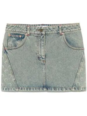 MARINE SERRE Moon Laser Denim Mini Skirt