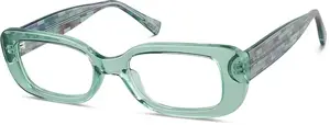 Zenni Rectangle Full Rim Plastic Frame Eyeglasses Green