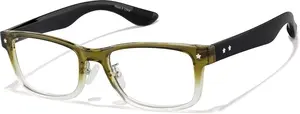 Zenni Rectangle Full Rim Plastic Frame Eyeglasses Olive