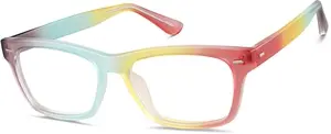 Zenni Rectangle Full Rim Plastic Frame Eyeglasses Rainbow