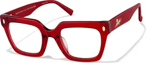 Zenni Square Full Rim Eyeglasses Transparent Red