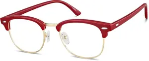 Zenni Retro Browline Full Rim Frame Eyeglasses - Red
