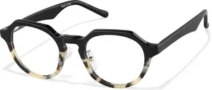 Zenni Geometric Full Rim Frame Eyeglasses Black And Cream Tortoiseshell