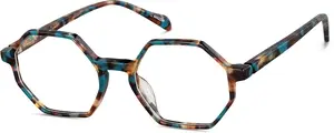 Zenni Geometric Full Rim Frame Eyeglasses - Brown/blue