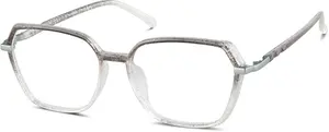 Zenni Geometric Full Rim Frame Eyeglasses Gray Glitter
