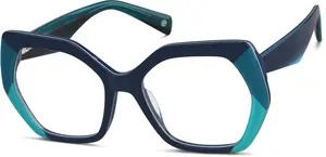 Zenni Geometric Full Rim Frame Eyeglasses Navy