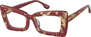 Zenni Geometric Full Rim Frame Eyeglasses Red Agate
