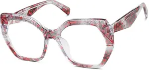 Zenni Geometric Full Rim Frame Eyeglasses Scarlet