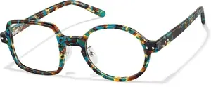Zenni Round Frame Full Rim Eyeglasses Brown And Blue Tortoiseshell