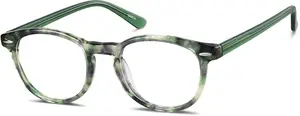 Zenni Round Full Rim Eyeglasses - Green Tortoisehell