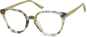 Zenni Round Frame Full Rim Eyeglasses Olive Multi