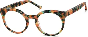Zenni Round Frame Full Rim Eyeglasses Orange-green