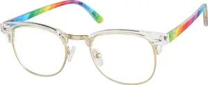 Zenni Browline Full Rim Frame Glasses - Clear And Rainbow