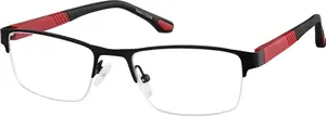 Zenni Rectangle Half Rim Eyeglasses Black/red