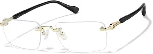 Zenni Rectangle Half Rim Eyeglasses Gold