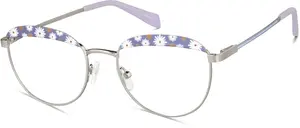 Zenni Round Full Rim Eyeglasses - Lavender/silver