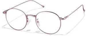 Zenni Round Eyeglasses Full Rim Stainless Steel Frame - Pink