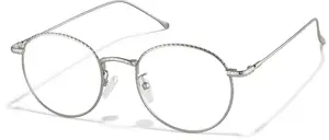 Zenni Round Eyeglasses Full Rim Stainless Steel Frame - Silver