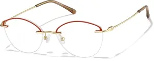 Zenni Zenni Oval Rimless Metal Eyeglasses With Acetate Temple Tips Red