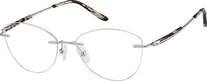 Zenni Zenni Oval Rimless Metal Eyeglasses With Acetate Temple Tips Silver