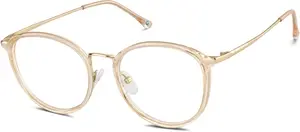 Zenni Mixed Material Round Eyeglasses Beige