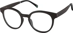 Zenni Mixed Material Round Eyeglasses Ebony Stain