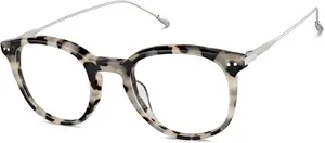 Zenni Mixed Material Round Eyeglasses Ivory Tortoiseshell