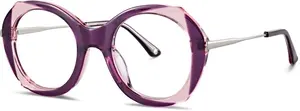 Zenni Mixed Material Round Eyeglasses Purple