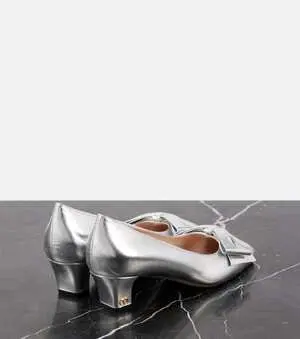 Valentino Garavani Metallic Leather Pumps With Bow Detailing
