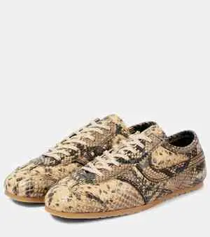 Dries Van Noten Snake-effect Leather Sneakers