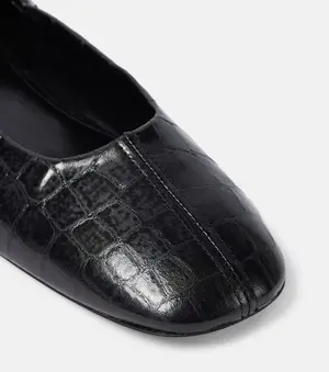 Dries Van Noten Croc-effect Leather Ballet Flats - Black