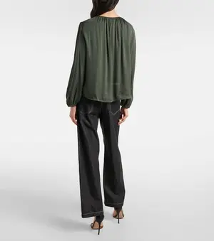 Velvet By Graham & Spencer Riona Satin Blouse - Grey