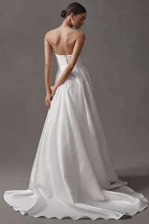 Jenny Yoo Romina Strapless Cowl-neck A-line Taffeta Wedding Gown
