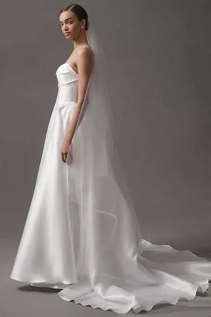 Jenny Yoo Romina Strapless Cowl-neck A-line Taffeta Wedding Gown
