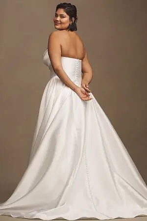 Jenny Yoo Romina Strapless Cowl-neck A-line Taffeta Wedding Gown