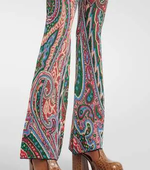 Etro Knitted Paisley Jacquard Flared Pants