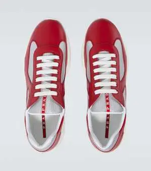 Prada America's Cup Leather-trimmed Sneakers - Red