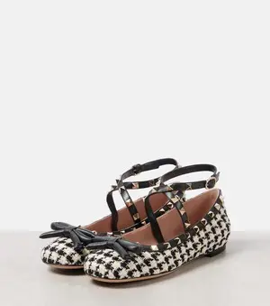 Valentino Garavani Rockstud Boucle Ballet Flats