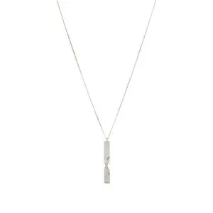 MAISON MARGIELA Twisted Number Logo Bar Necklace - Palladio Semi Polished Plating