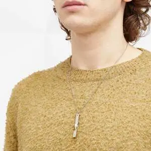 MAISON MARGIELA Twisted Number Logo Bar Necklace - Palladio Semi Polished Plating