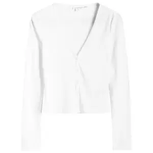 Good American Cotton Pointelle Cardigan - White
