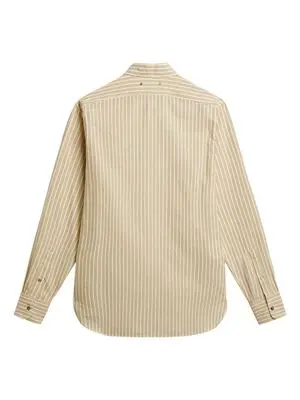 GOLDEN GOOSE Ecru Cotton Shirt With Narrow Black Stripes