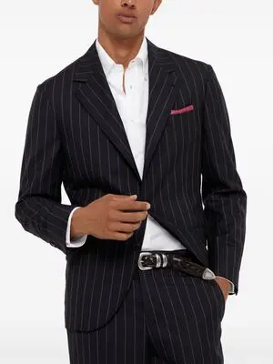 Brunello Cucinelli Pinstripe Wool Blazer - Black