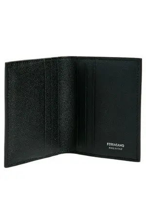 FERRAGAMO Mini Gancio Embossed Leather Bifold Wallet