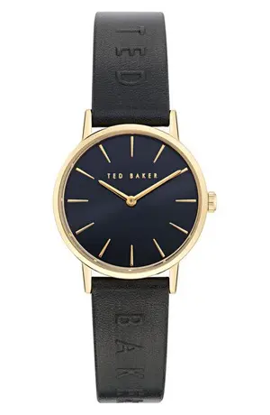 Ted Baker London Classic Leather Strap Watch - Black